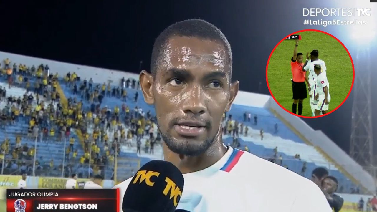 Jerry Bengtson reacciona tras la expulsión de Brayan Moya con el Olimpia